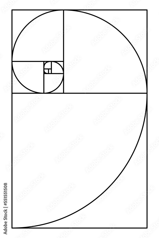 Vektor golden ratio, fibonacci, fibonacci spiral, sacred geometry, fibonacci sequence, golden ...