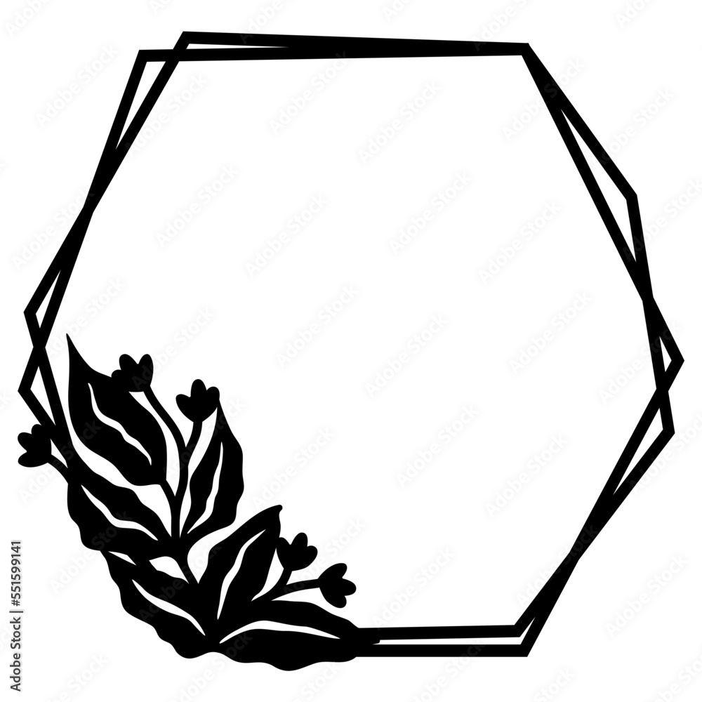 Floral wreath svg, Hexagon monogram with flowers svg cut file, Cake ...
