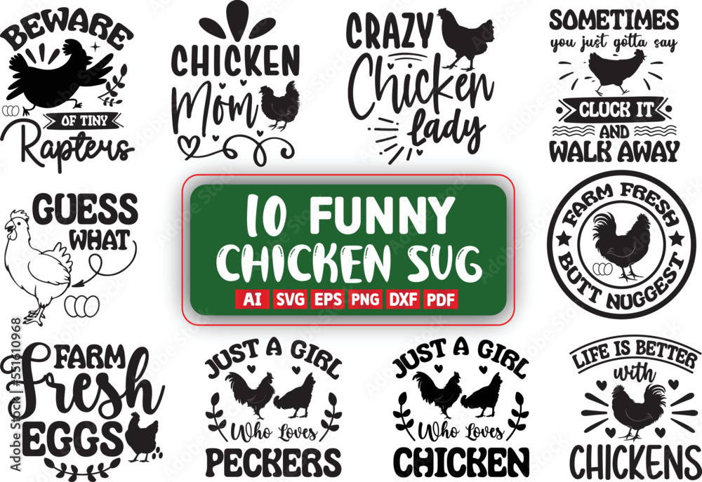 Chicken svg design bundle vector file Stock Vector | Adobe Stock