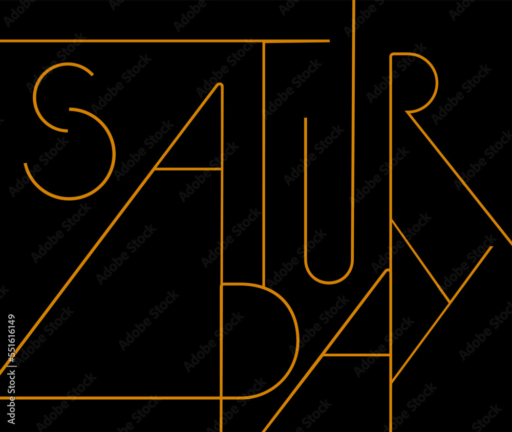 Saturday one line art style of text 7 days of week design poster banner ...
