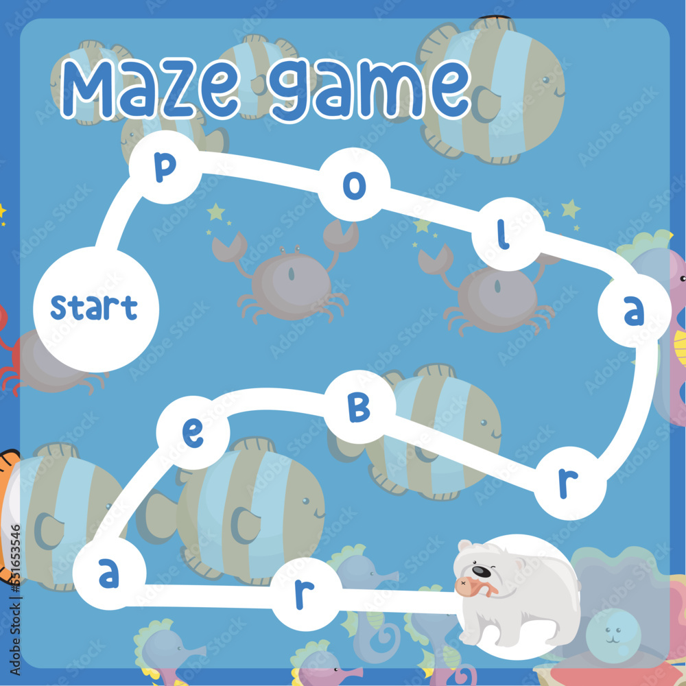 Maze game for children with animal theme. Preschool worksheet ...
