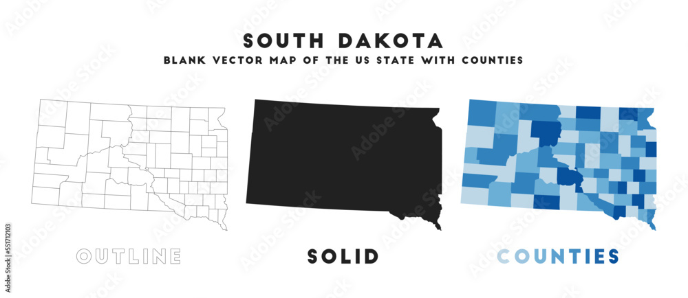 Vector de Stock South Dakota map. Borders of South Dakota for your ...