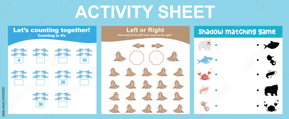Educational printable worksheet. Activity sheet for children with sea ...