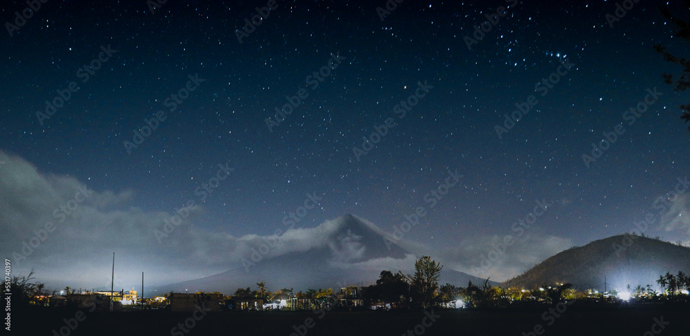 Mayon Volcano Night Sky Stock Photo | Adobe Stock