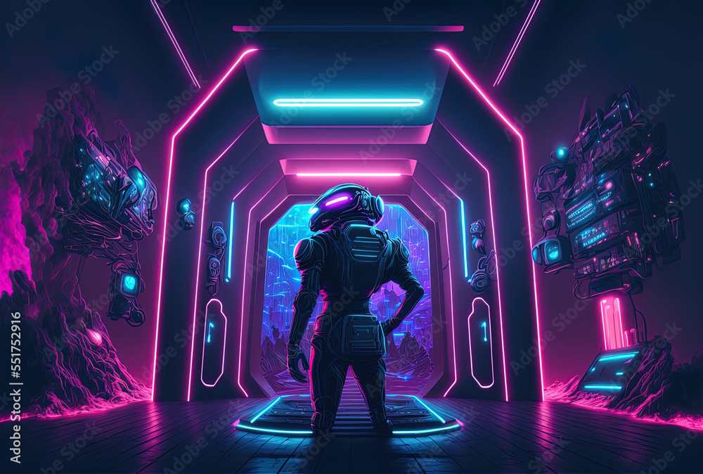 Sci fi gaming cyberpunk vr virtual reality simulation and metaverse ...