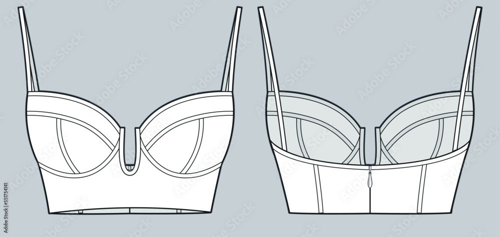 Vector de Stock Women's Bra technical fashion Illustration. Crop Top ...