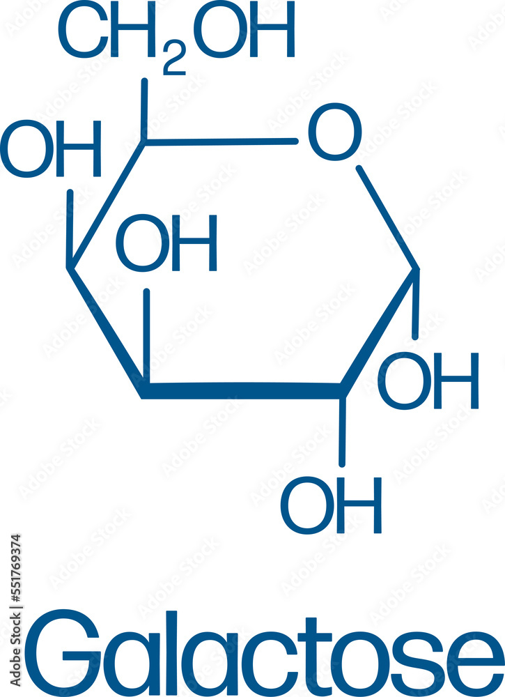 Galactose sugar chemical molecule skeletal. PNG formula structure ...