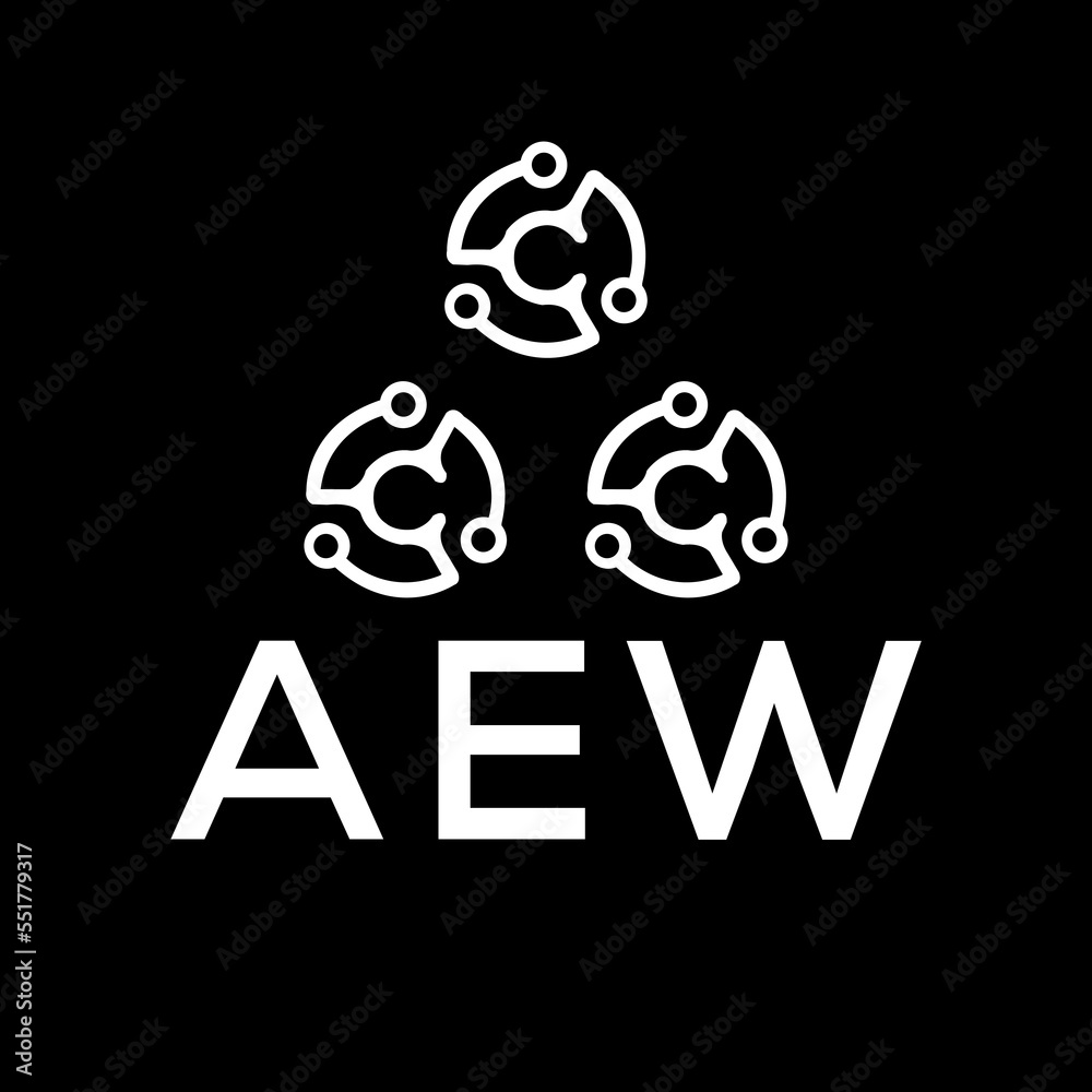 AEW letter logo. AEW best black background vector image. AEW Monogram ...