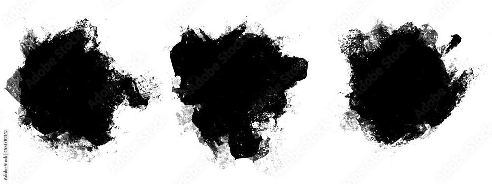 Abstract black brush stroke smudge, random splash of black paint ...