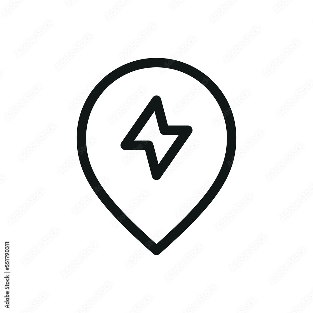 Charge station map pointer location isolated icon, electric vehicle ...