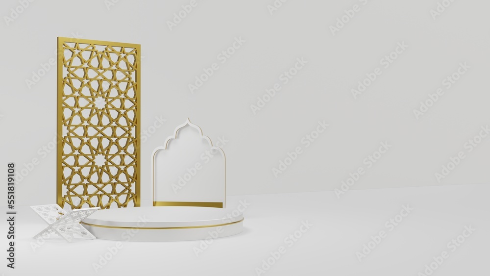 Islamic Arabic Background with Product Display Stage Podium and Golden ...