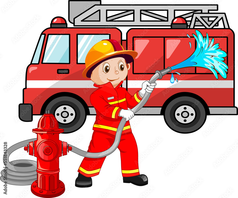 Cute cartoon fireman png Stock Photo | Adobe Stock