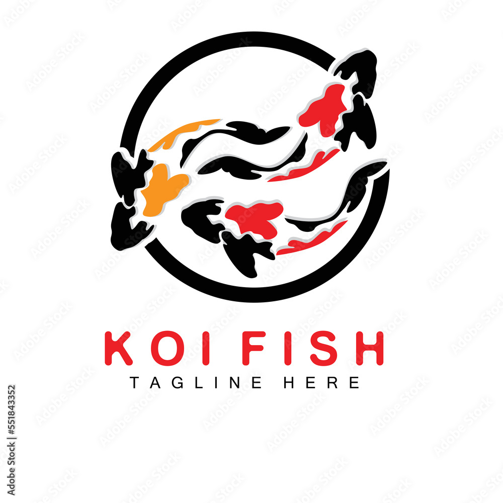 Koi Fish Logo Design, Chinese Lucky And Triumph Ornamental Fish Vector ...
