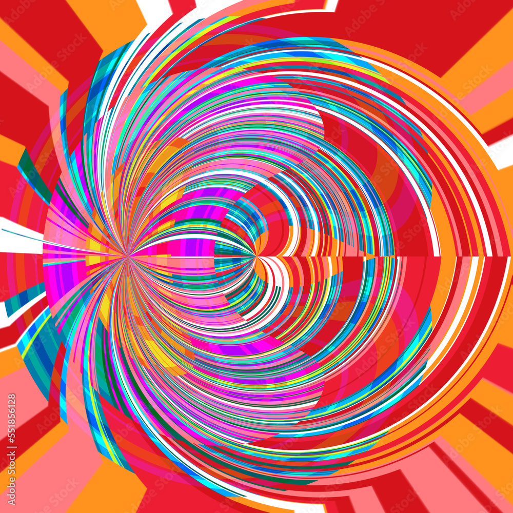 Concentric circles overlap into a black hole with a multitude of colors ...