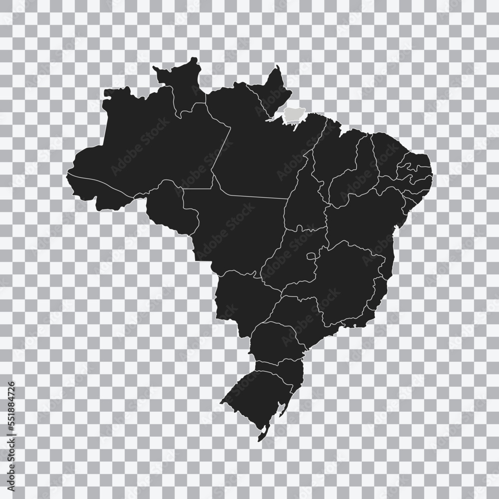 Political map of the Brazil isolated on transparent background. High ...