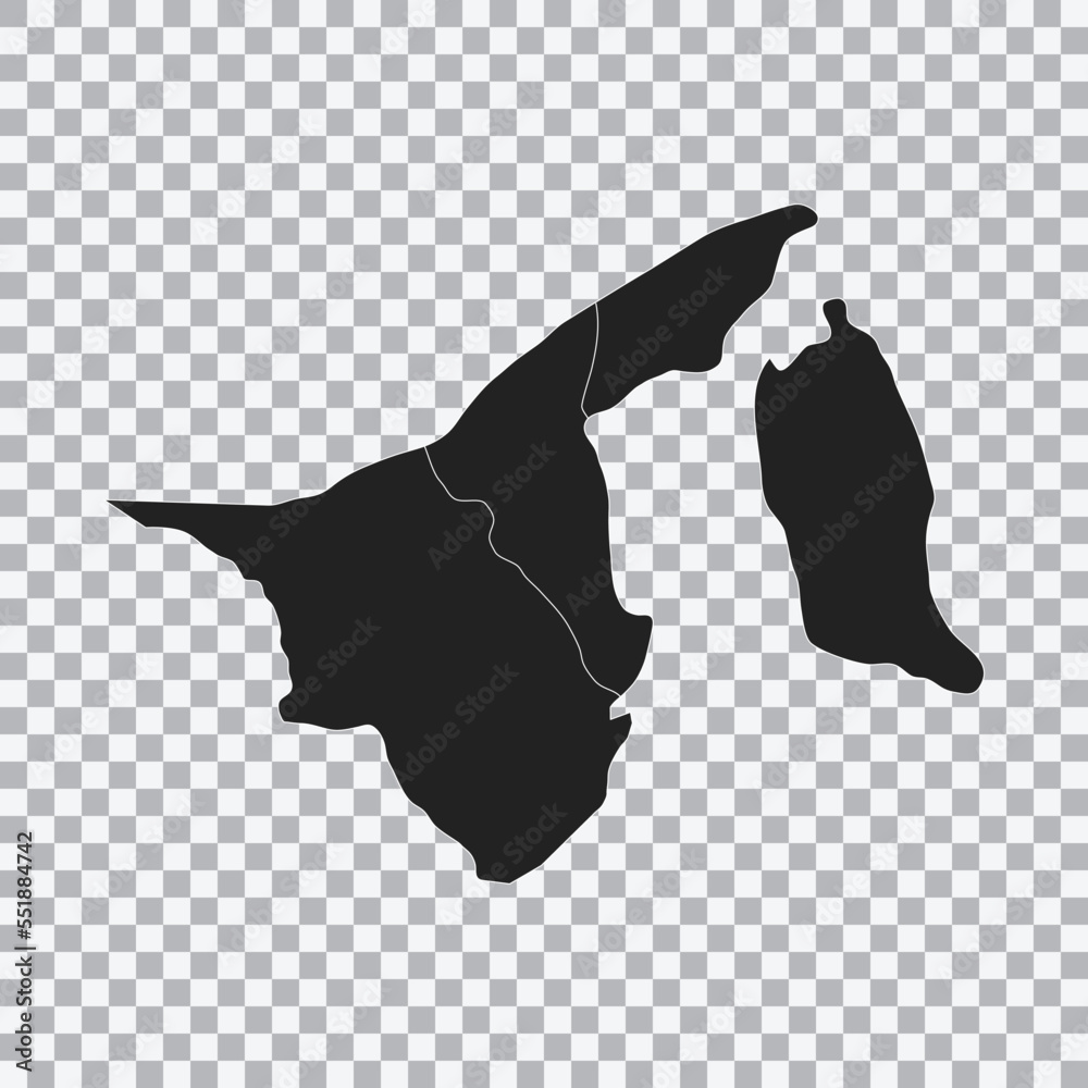 Political map of the Brunei isolated on transparent background. High ...