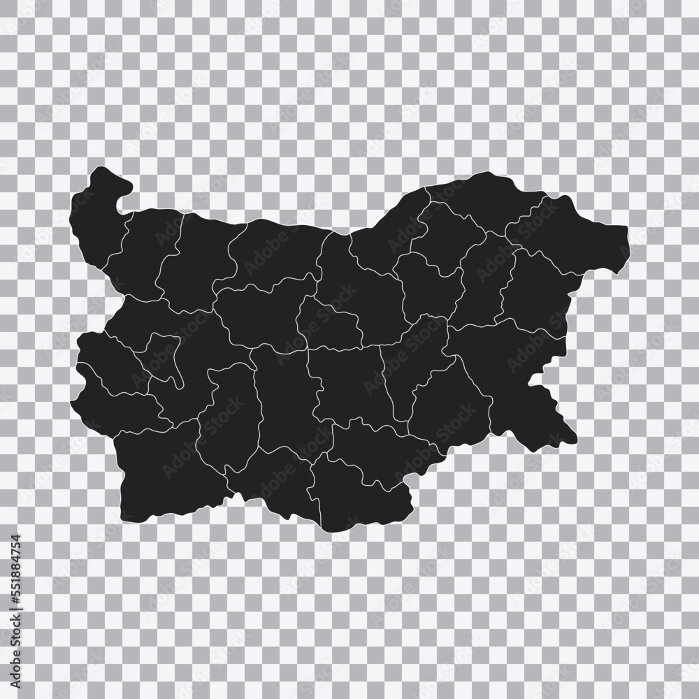 Political map of the Bulgaria isolated on transparent background. High ...