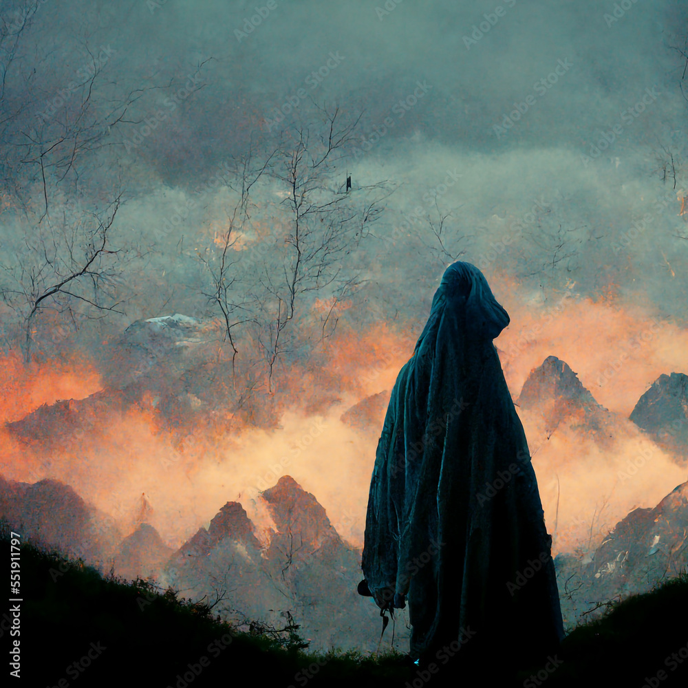 Dark Hooded Figure, Grim reaper, Death Stock Illustration | Adobe Stock