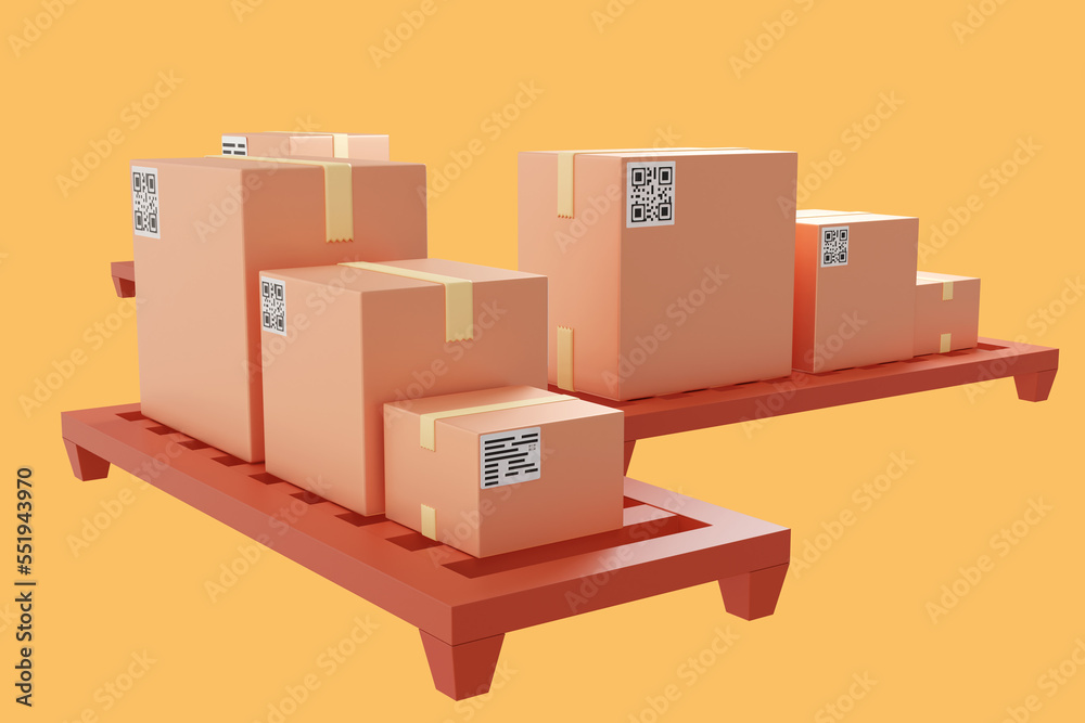 Illustration Stock Warehouse of boxes. Dozens of boxes are stored on ...
