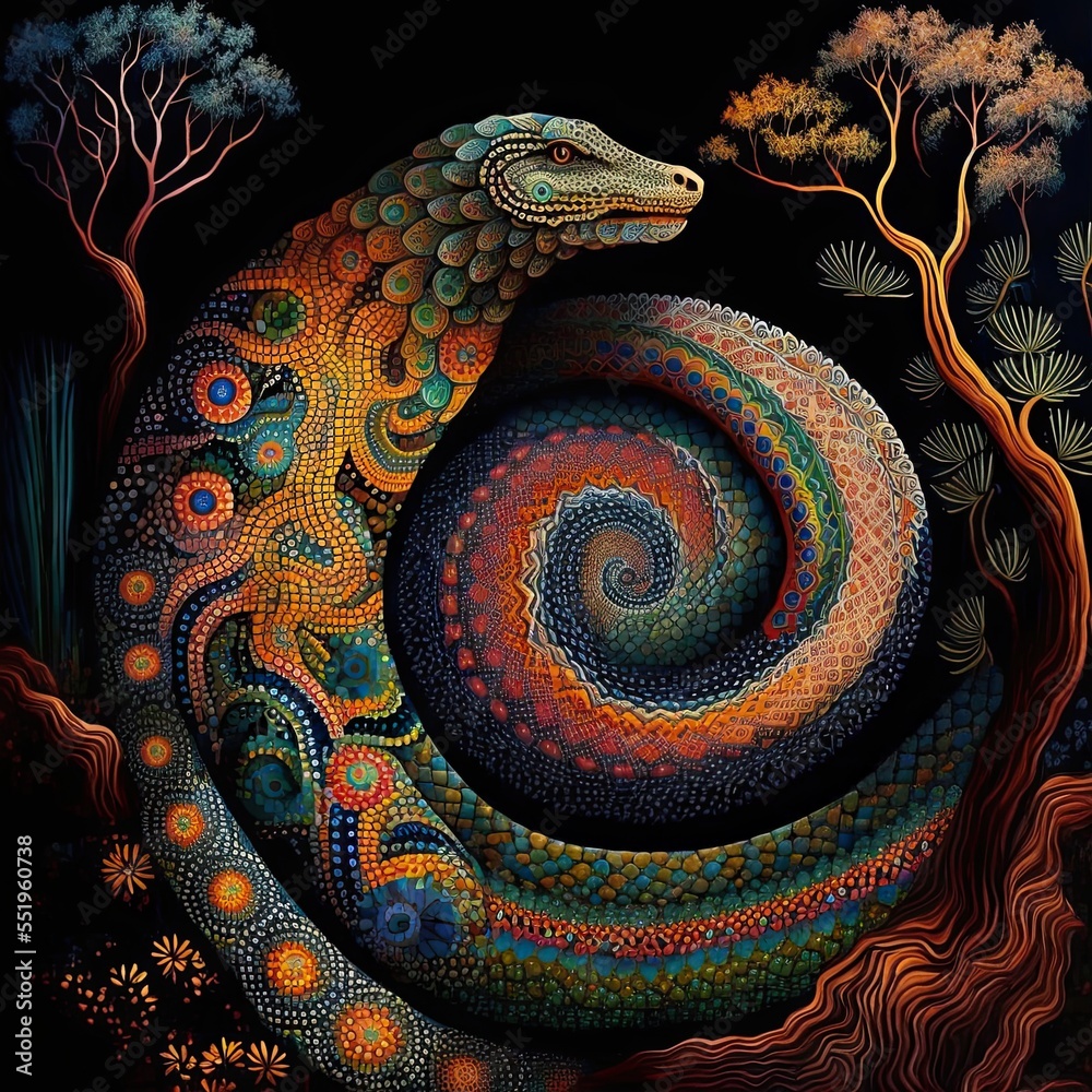 Rainbow serpent Australian Aboriginal dreamtime creation of Australia ...