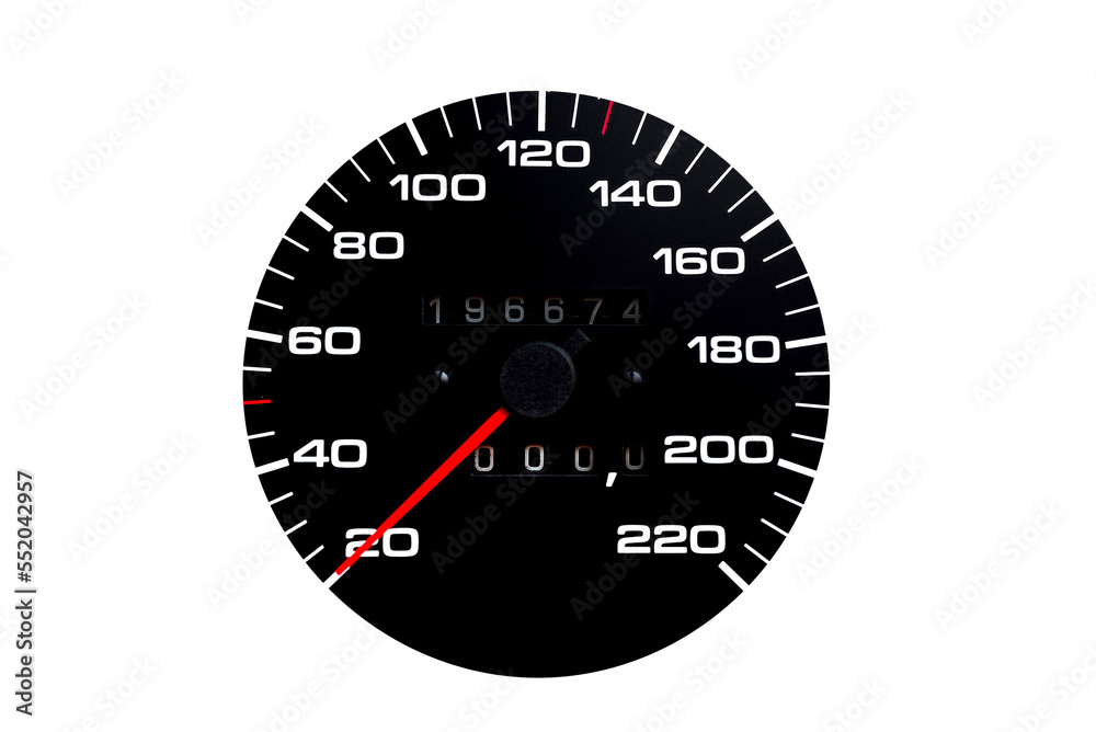 Car speedometer. Auto car speedometer shows 20 speed.Closeup shot,dark ...