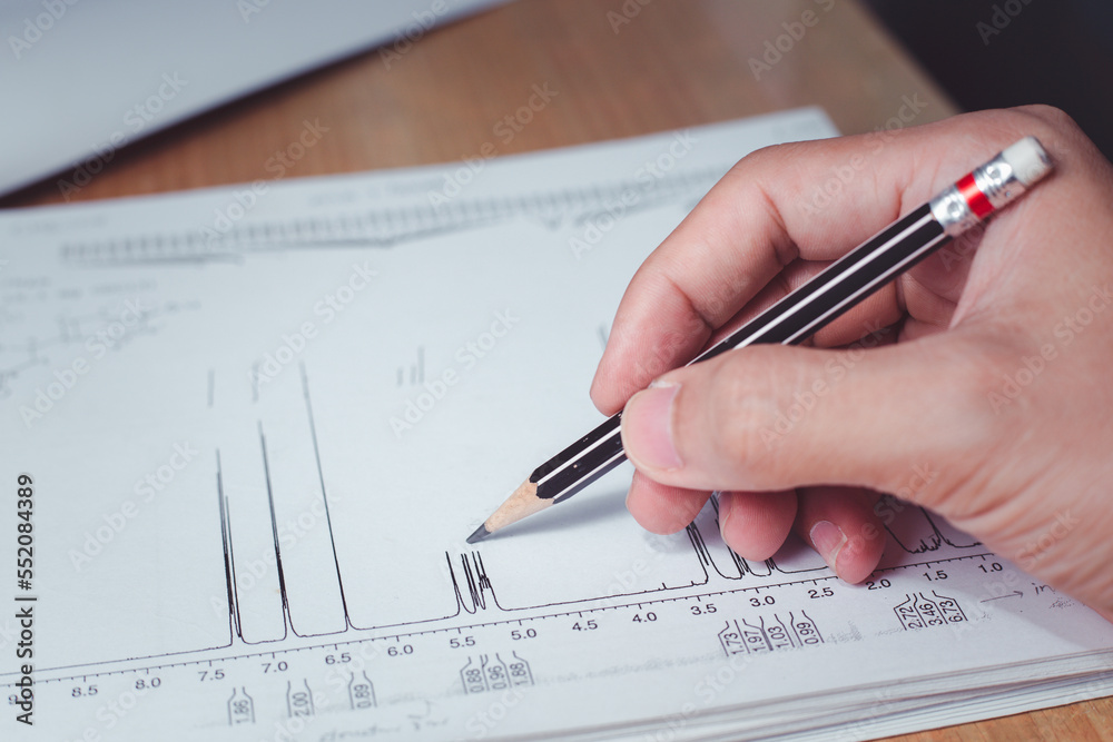 The chemist interprets the proton NMR spectrum, the spectrum of sample ...