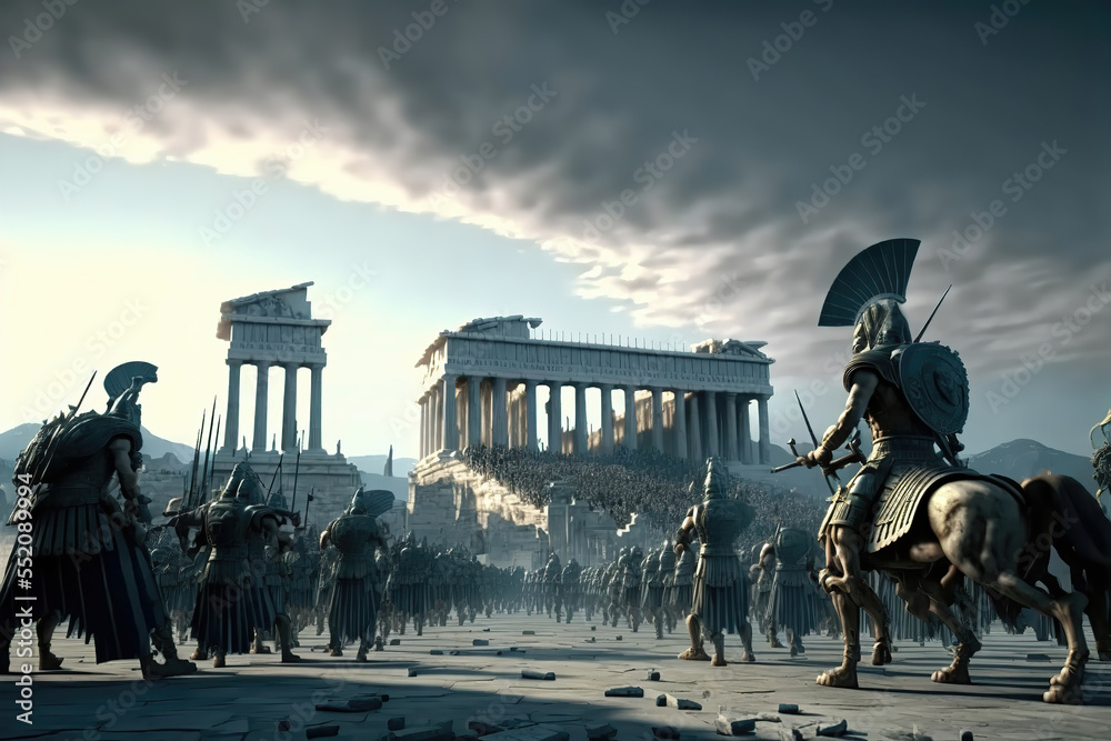 Generative AI : a battle between two Greek armies in front of the ...