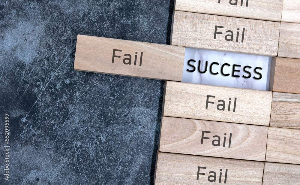 Success and failure alternative options. Reaching to success after many ...