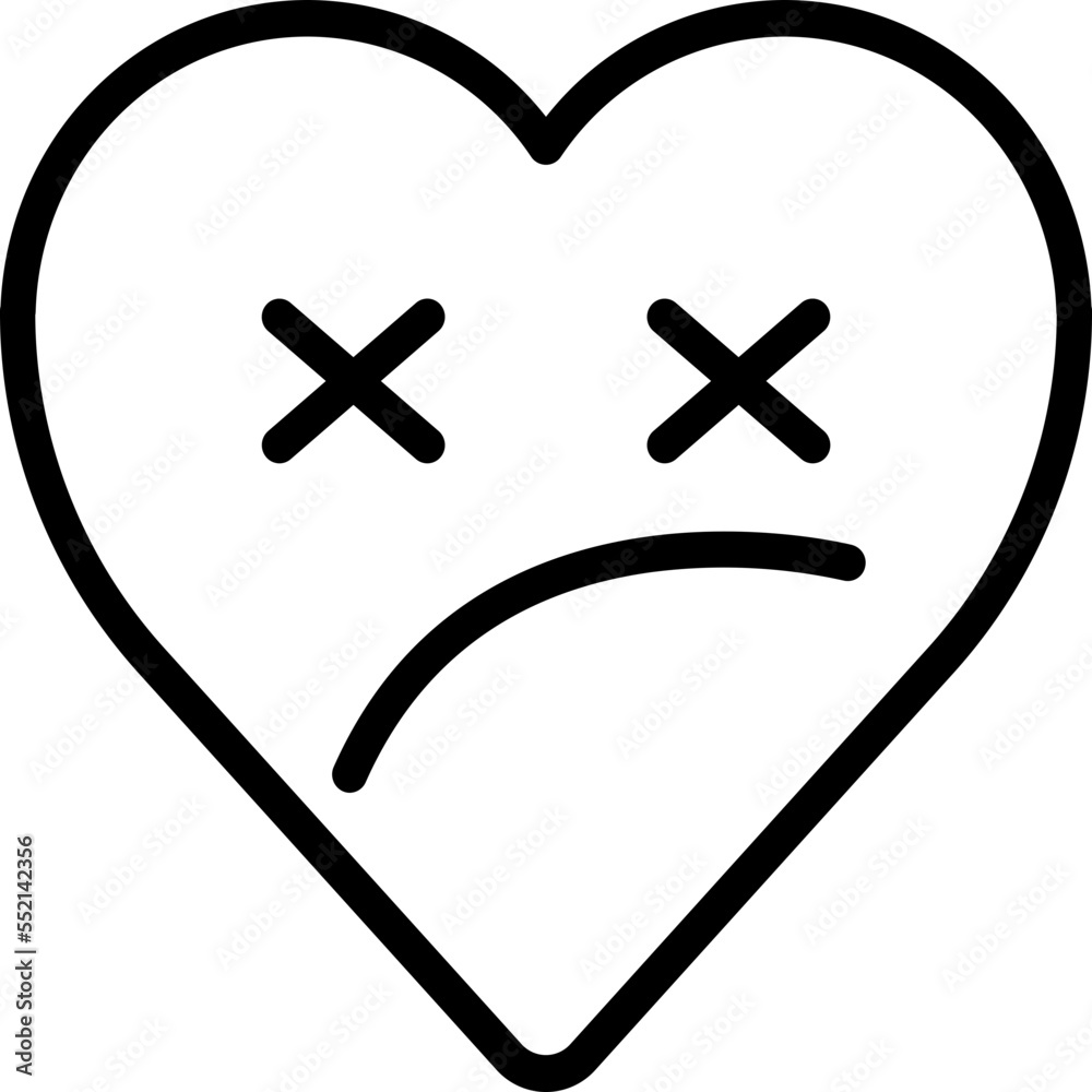 Tired heart emoji icon Stock Vector | Adobe Stock