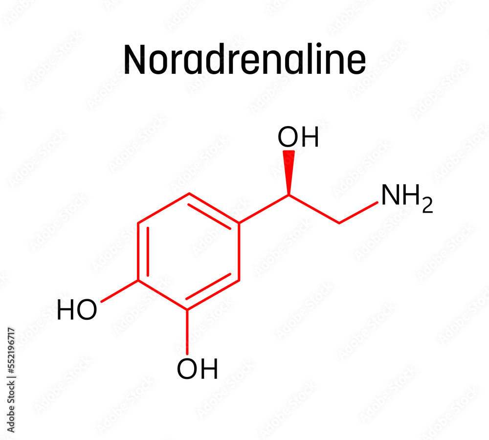 Noradrenaline molecular structure. Noradrenaline, or Norepinephrine, is ...