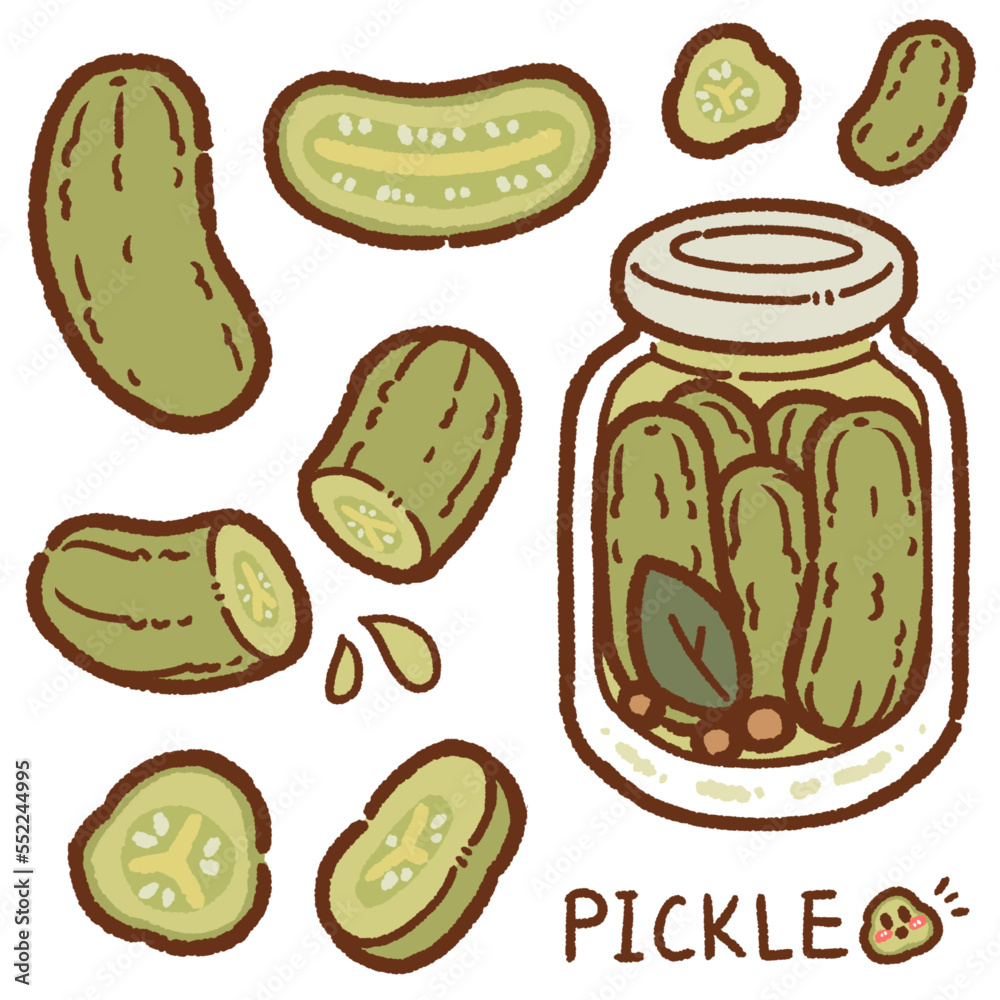 pickle cartoon drawing set Stock Vector | Adobe Stock