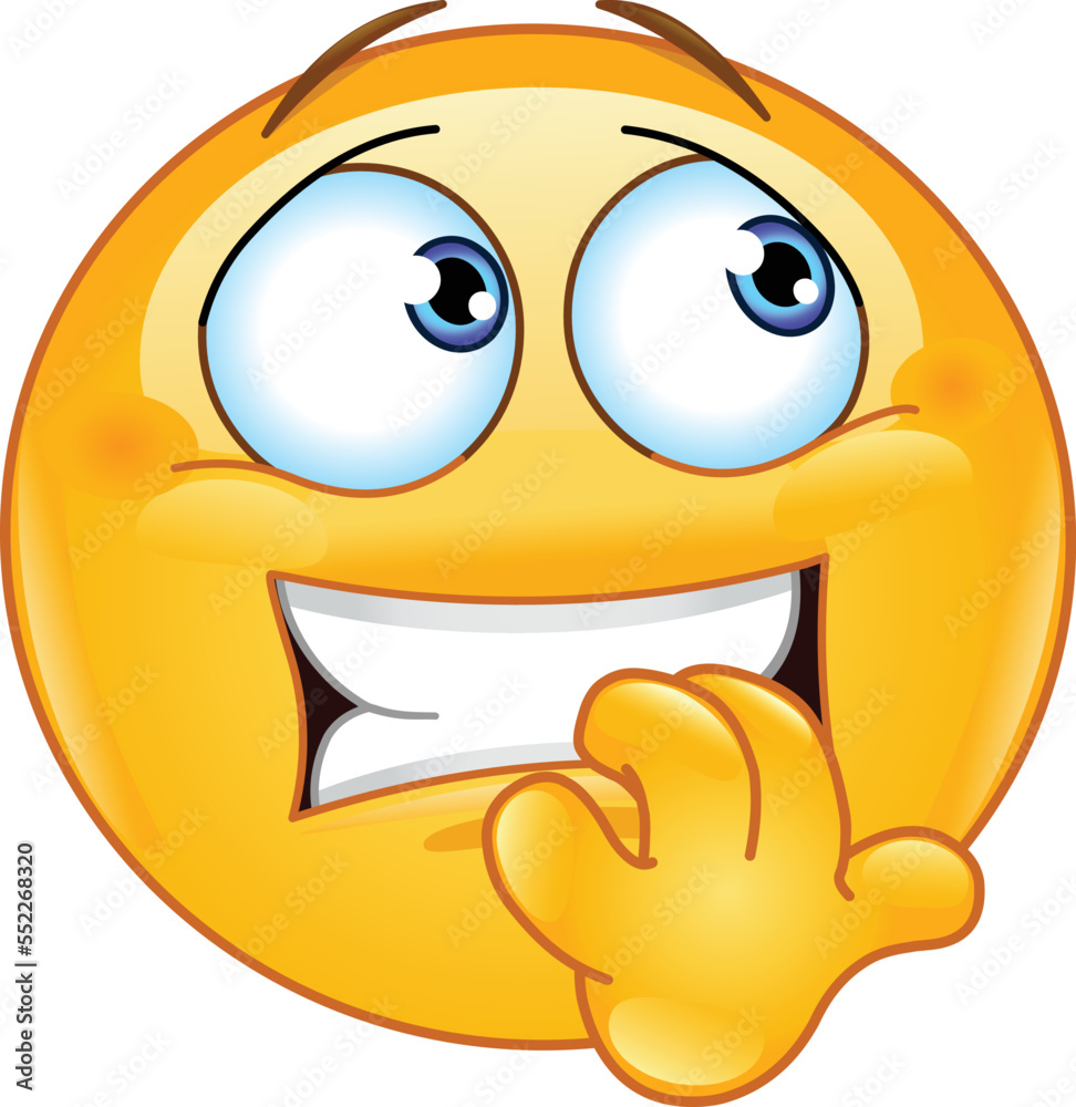 Vector de Stock Emoji emoticon looking aside and biting his nails ...