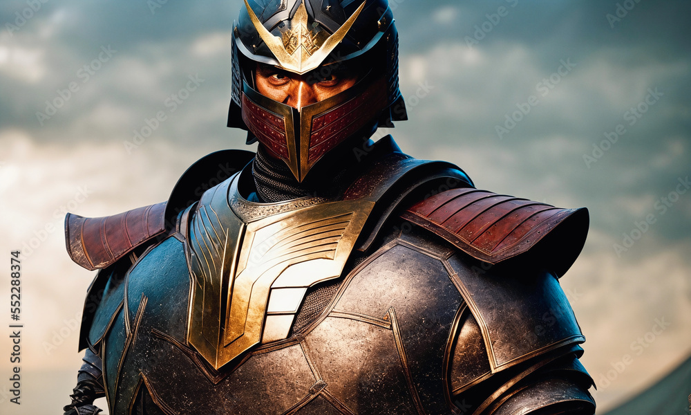 Stock-Illustration „angry looking Japanese samurai looking through ...