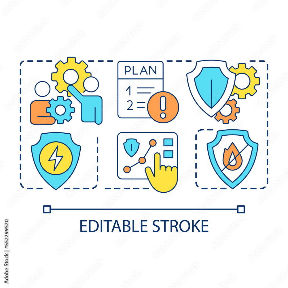 Participation in security planning concept icon. Occupational health ...