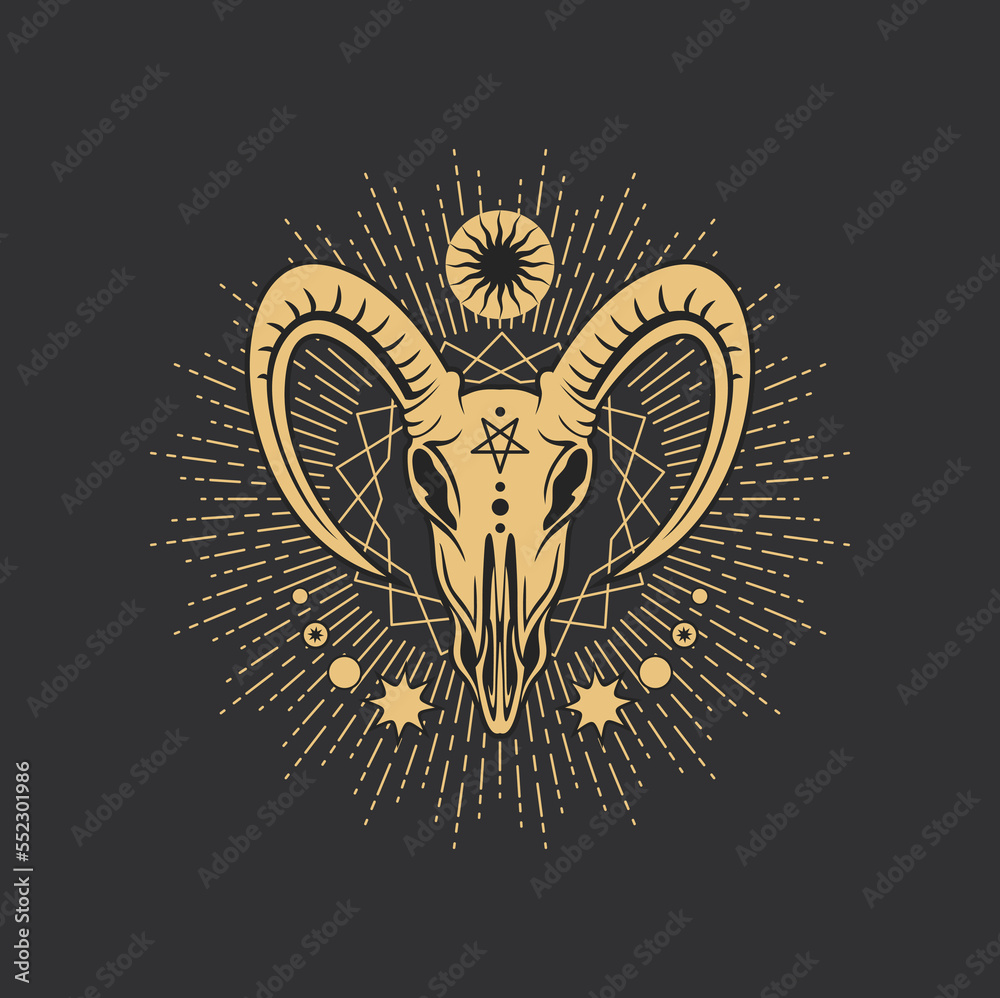 Pentagram tarot symbol of devil Baphomet, occult magic and esoteric ...