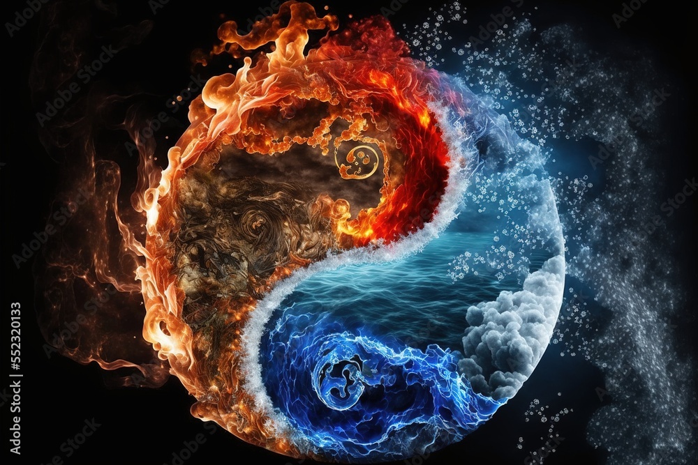 Yin Yang Water and Flame Elements Symbol Wallpaper. Earth and Universe ...