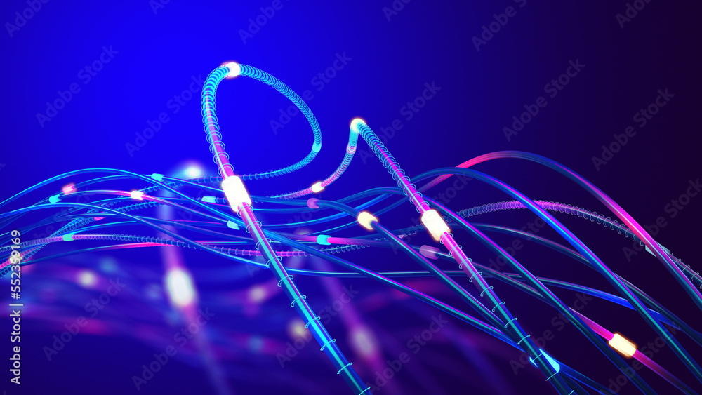 Cyber network, big data, digital nano space. Metaverse of the coding flow of neural networks of ...