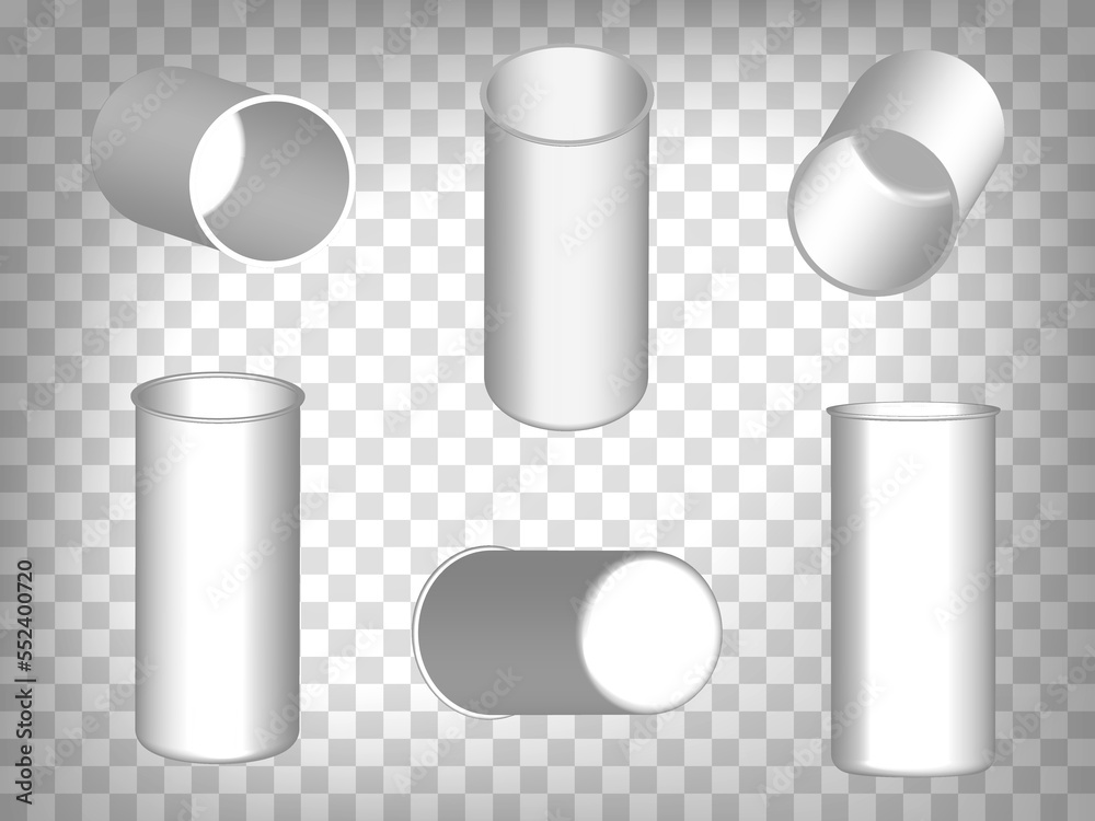 Image vectorielle Stock WSet of perspective projections 3d cylindrical ...