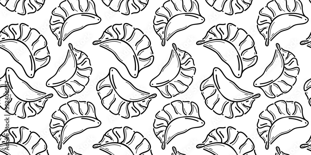 Seamless pattern with jiaozi. Chinese, Japanese and Korean dumplings ...