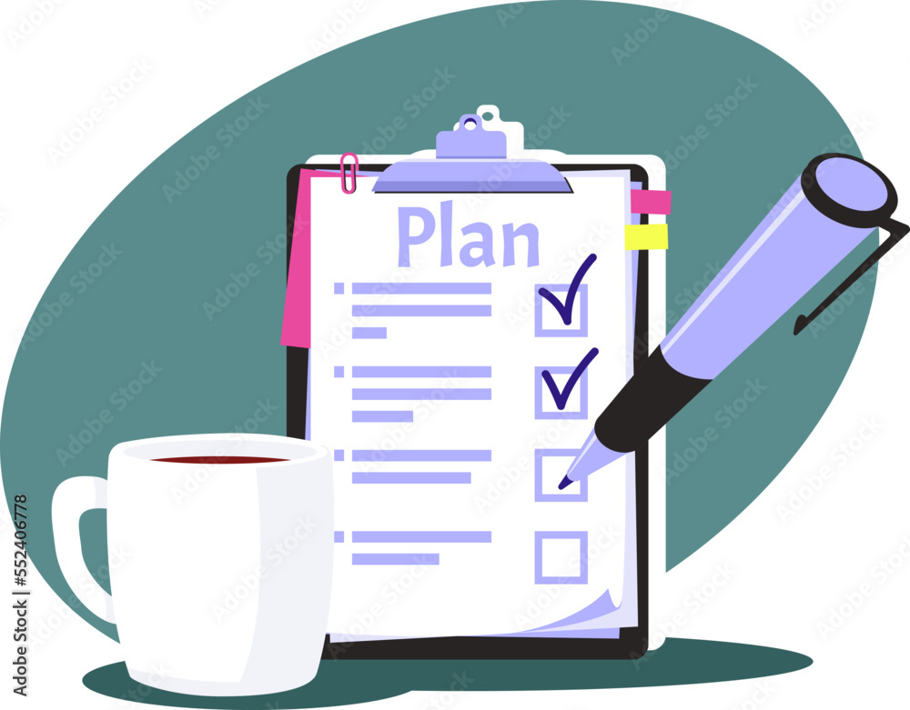 Checklist with list of goals or checklist in notebook. Concept of goal ...