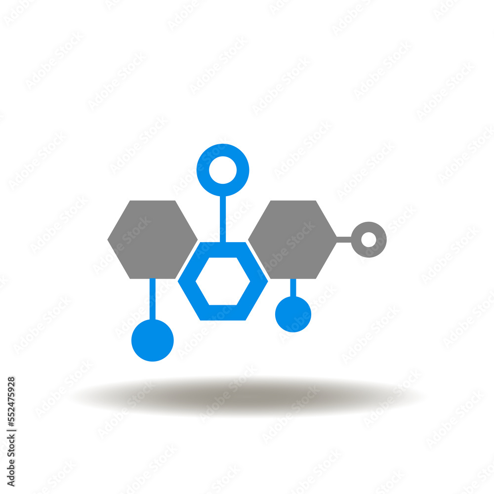 Vector illustration of scheme of hexagon, circle. Icon of scientific ...