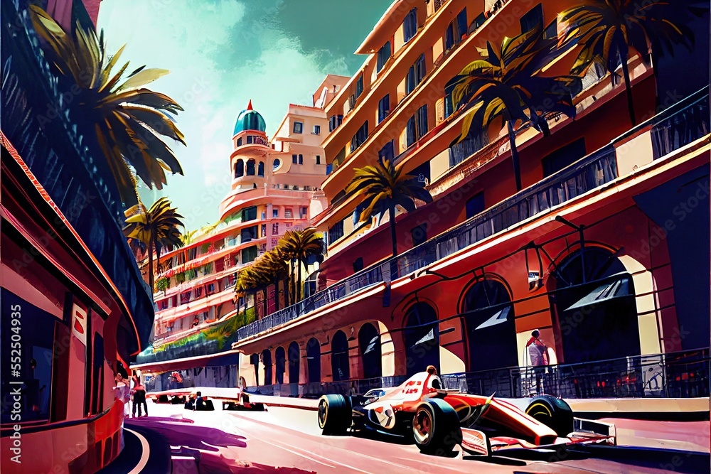 Monaco Formula 1 Illustration Stock Illustration | Adobe Stock
