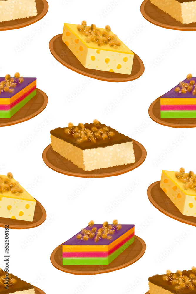 Filipino biko, sapin-sapin, and maja mais rice cake slices on bilao ...