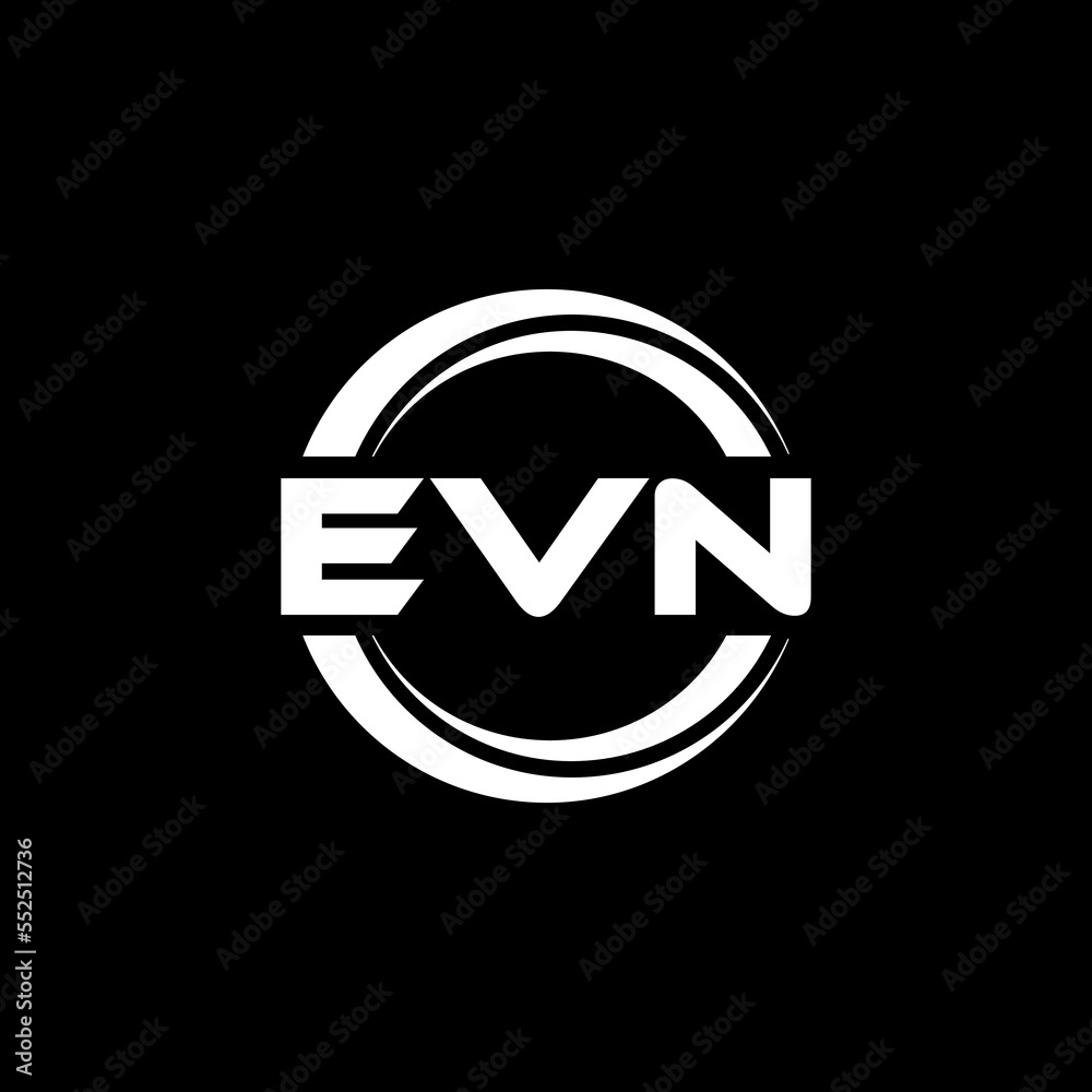Image vectorielle Stock EVN letter logo design with black background in ...