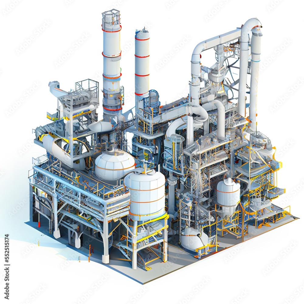 Cartoon refinery plant. Isometric diorama isolated on white background ...