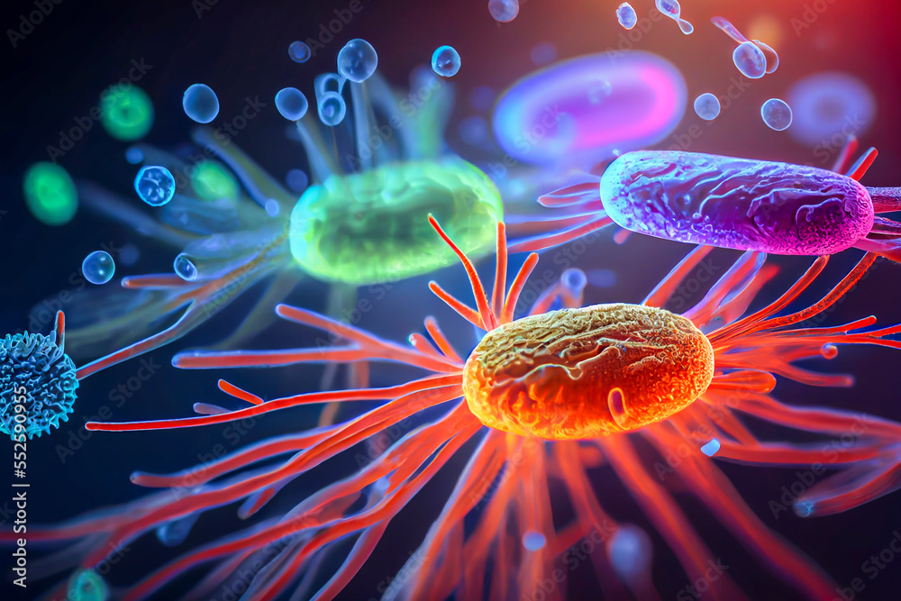 Beautiful microworld, microbes of different shapes, generative ai ...