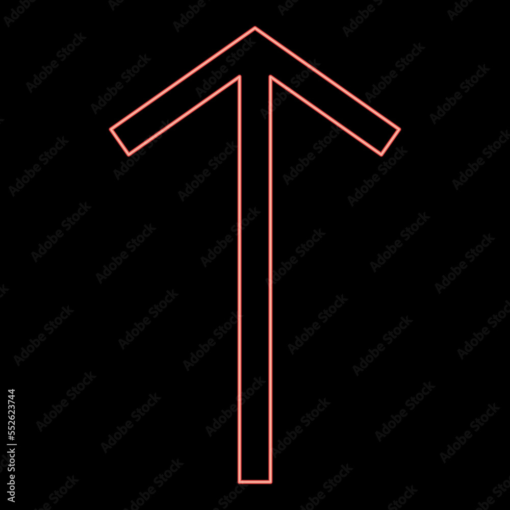 Neon teiwaz rune Telwaz tyr warrior symbol red color vector ...