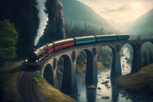 Steam Locomotive On A Bridge Free Stock Photo - Public Domain Pictures