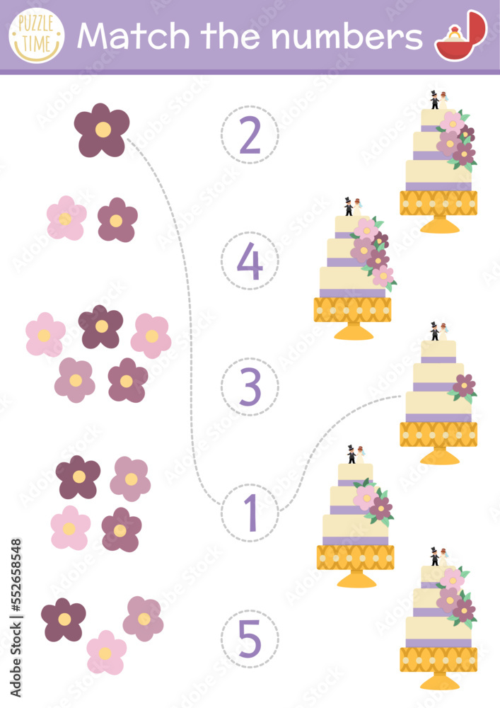 Match the numbers farm game with cake and flower decoration. Marriage ...
