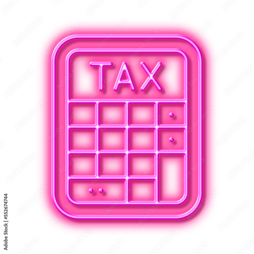 Tax calculator line icon. Calculate tax rate sign. Neon light effect ...